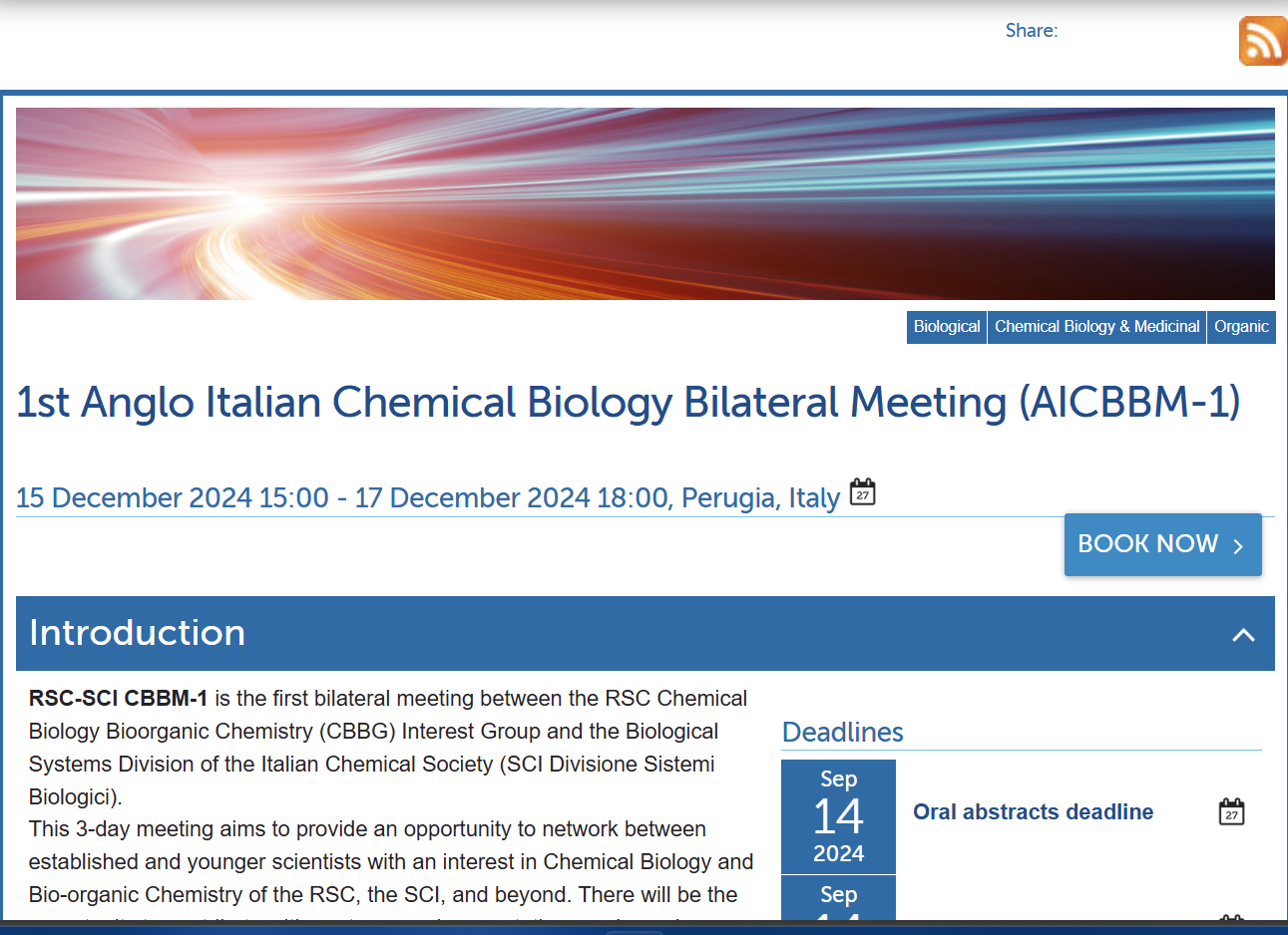 1st Anglo Italian Chemical Biology Bilateral Meeting (AICBBM-1) - EuChemS